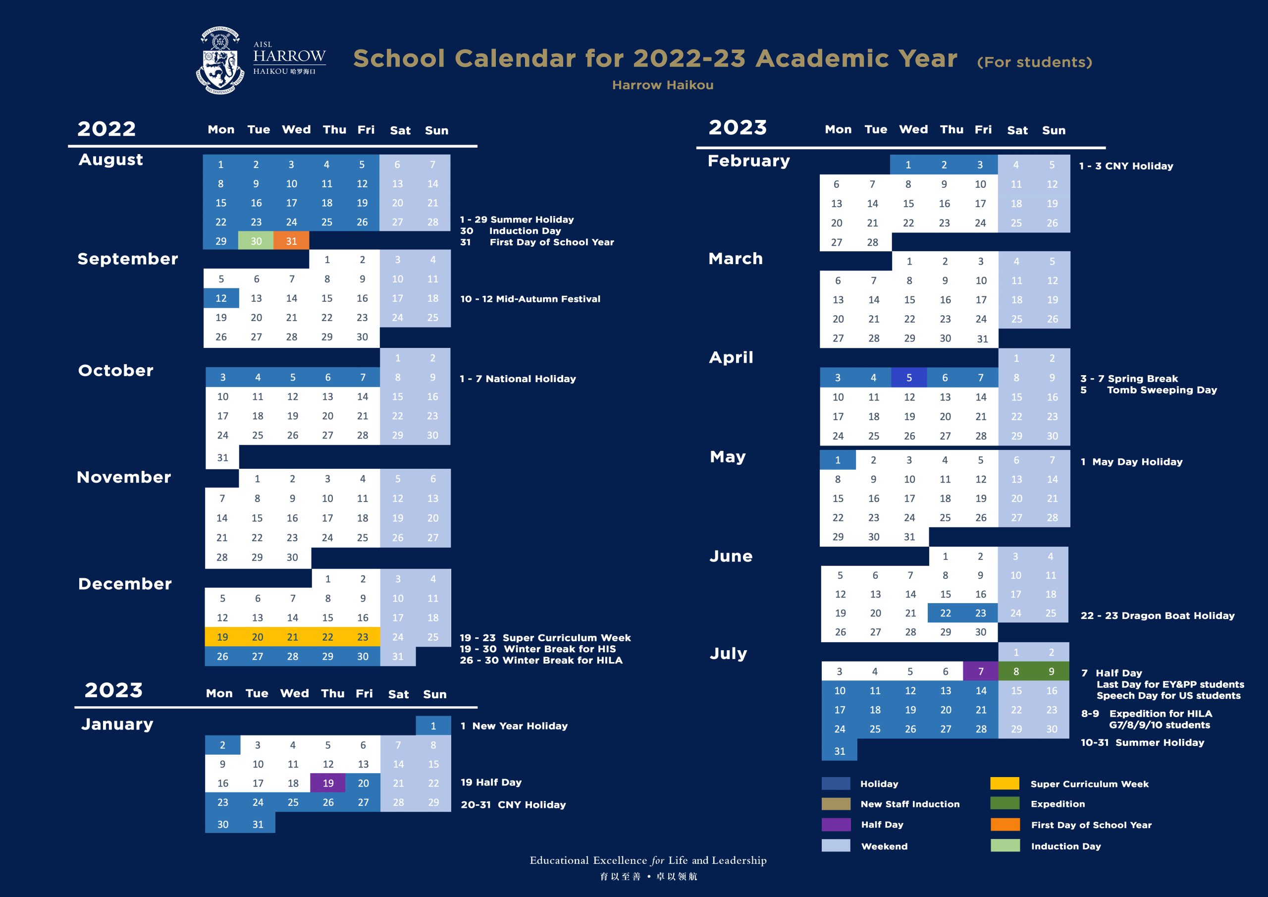 Term Dates - Harrow Haikou